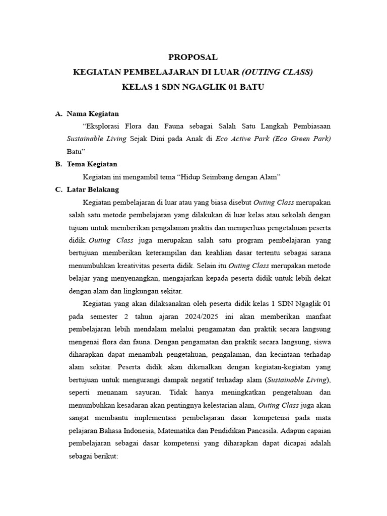 Proposal Outing Class 2025 (2).docx | PDF