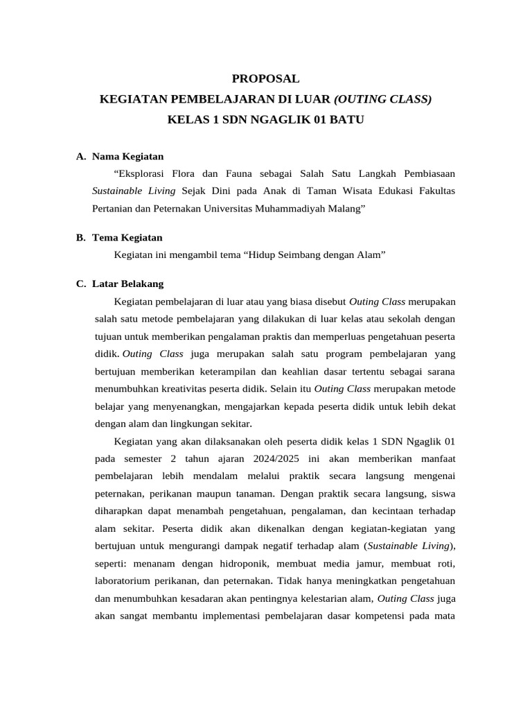 Proposal Outing Class 2025 (2) | PDF