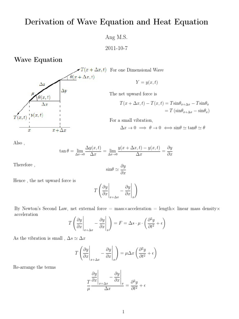 Wave and Heat Equation Derivation | PDF | Quantity | Mechanics