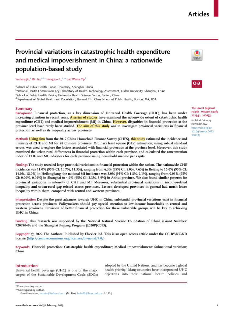 Articles: Yusheng Jia, Min Hu, Hongqiao Fu, and Winnie Yip | PDF ...