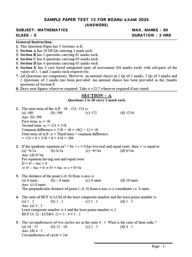 maths-class-x-sample-paper-test-12-for-board-exam-2024-answers | PDF ...