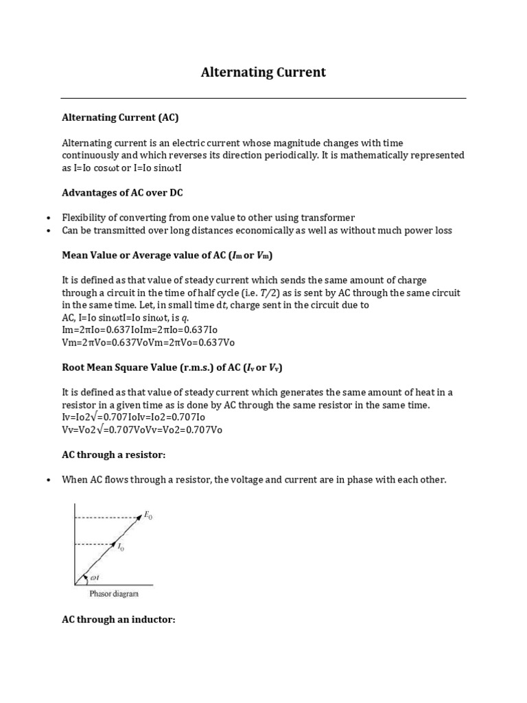 Alternating Current Class 12 | PDF | Inductor | Alternating Current