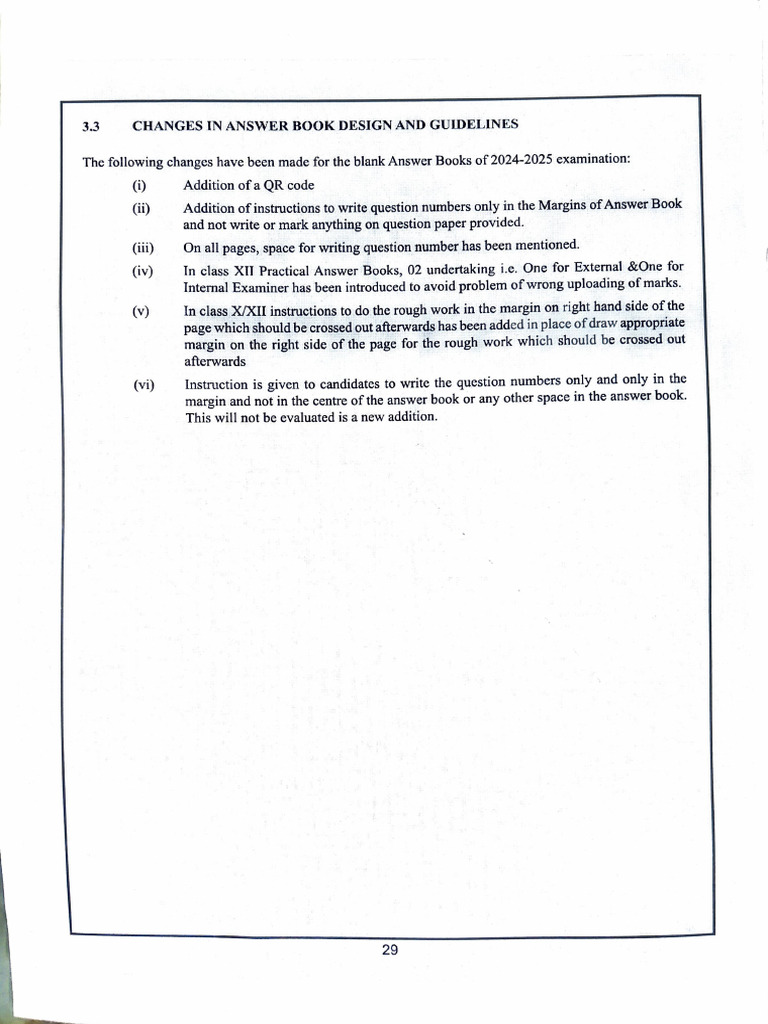CBSE 2025 Answer Book Guidelines Update | PDF