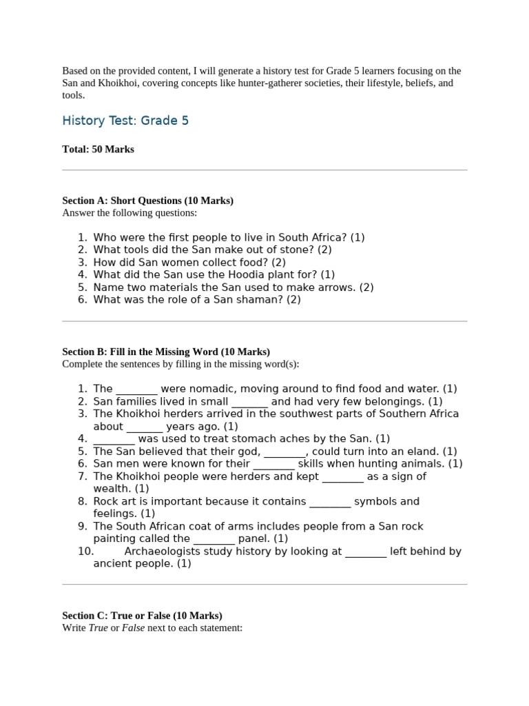 History tests | PDF | Tools | Nomad