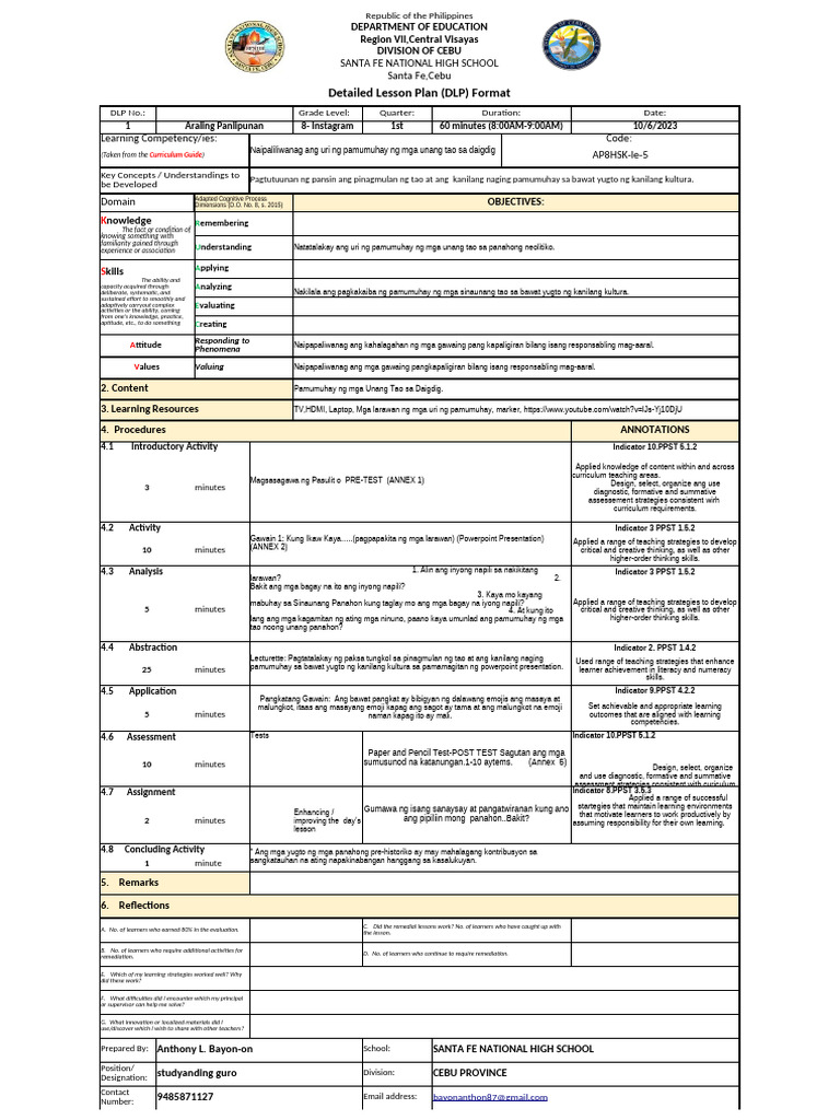 Dlp Format | PDF | Learning | Educational Assessment
