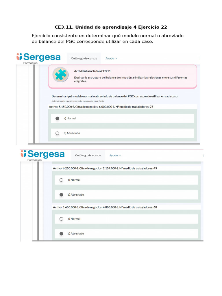 Modelo de Balance PGC: Normal vs Abreviado | PDF