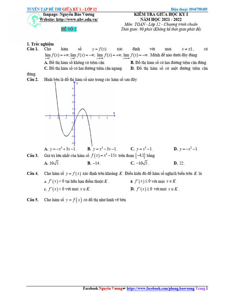 (NBV) -Đề số 2-Đề thi giữa kỳ 1-12 | PDF