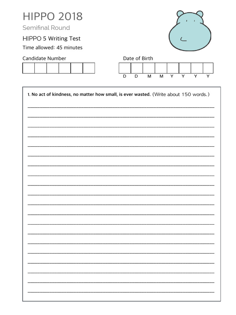 Prueba de Escritura HIPPO 2018 | PDF