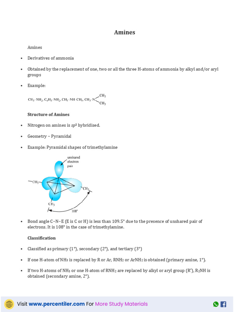 Amines | PDF | Amine | Chemical Reactions