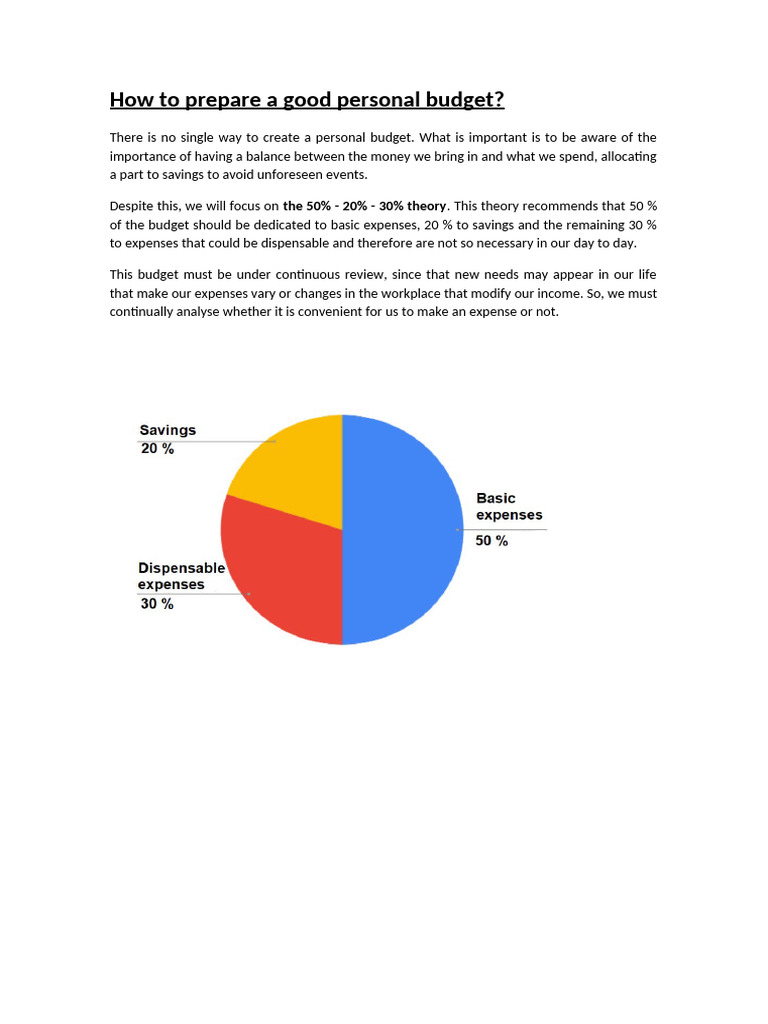 How To Prepare A Good Personal Budget - exerCISES | PDF | Expense | Budget