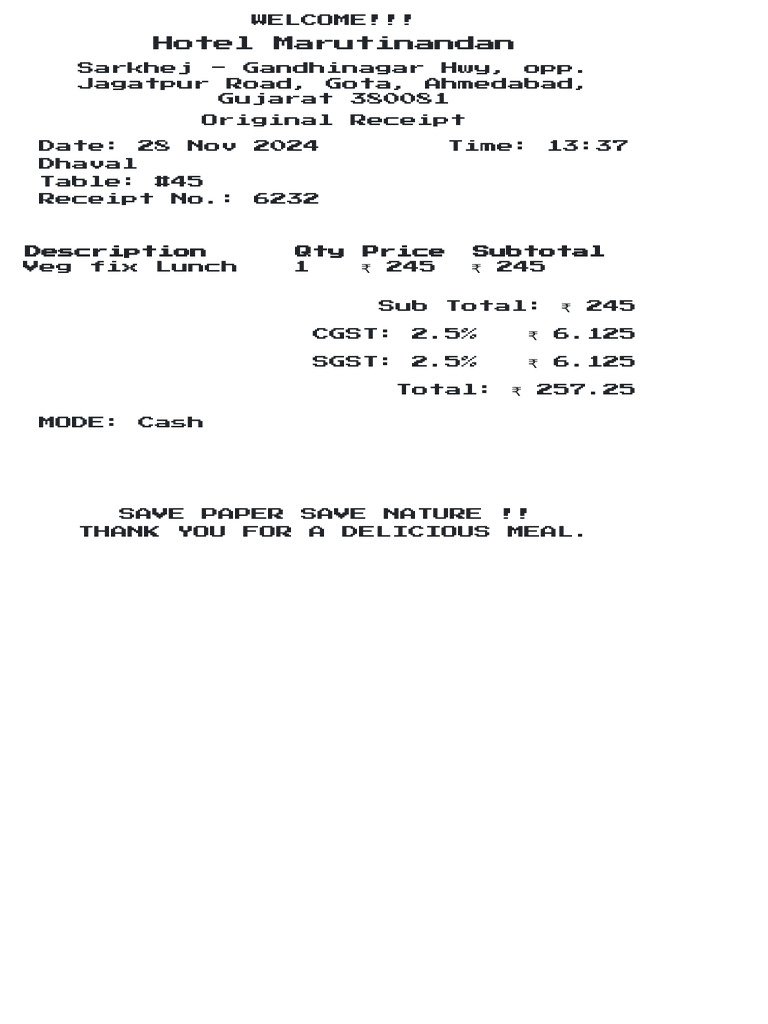 Restaurant Bill Template 1 | PDF