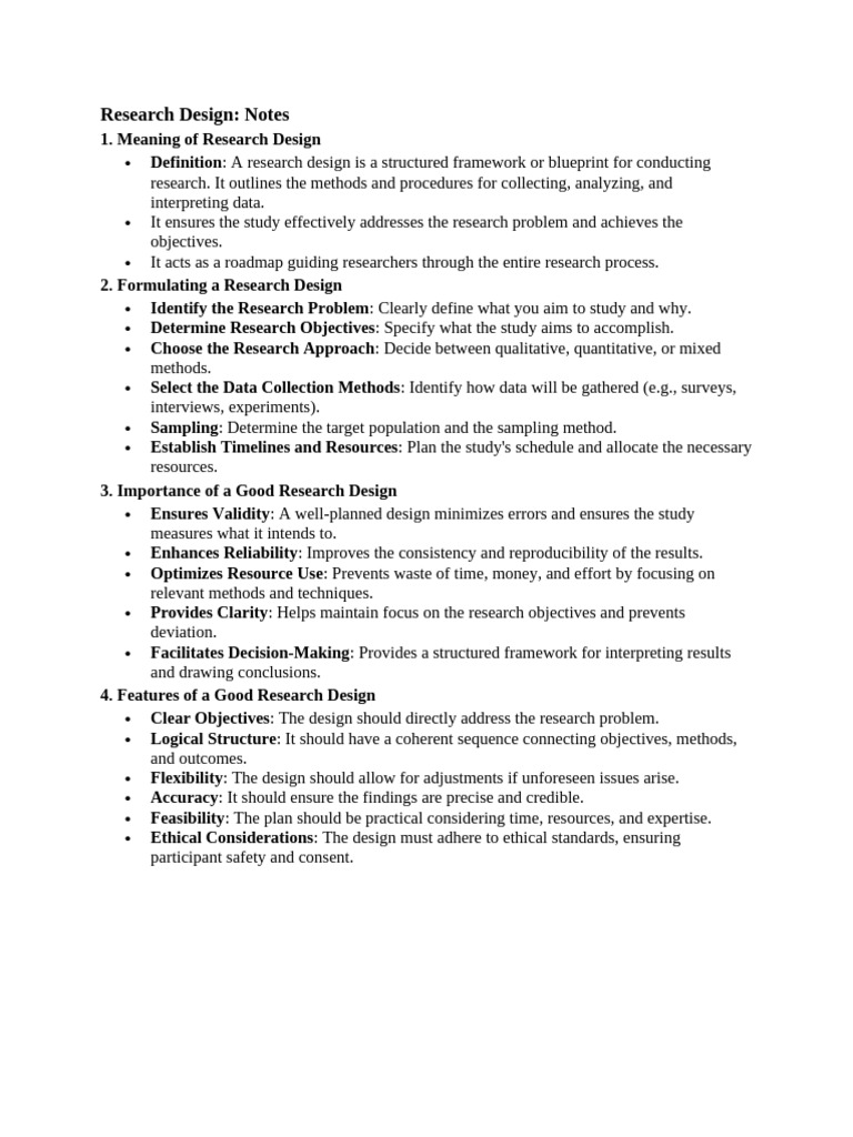 Research Design Notes | PDF
