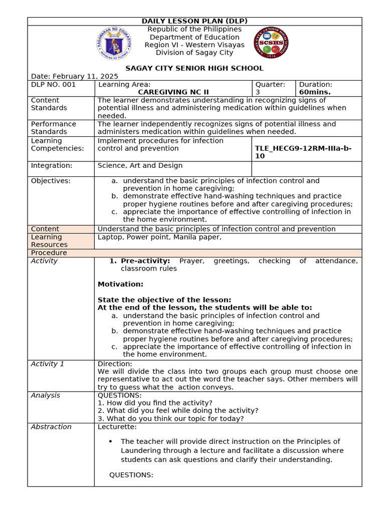 Basic Principles of Caregiving DLP | PDF | Learning | Caregiver
