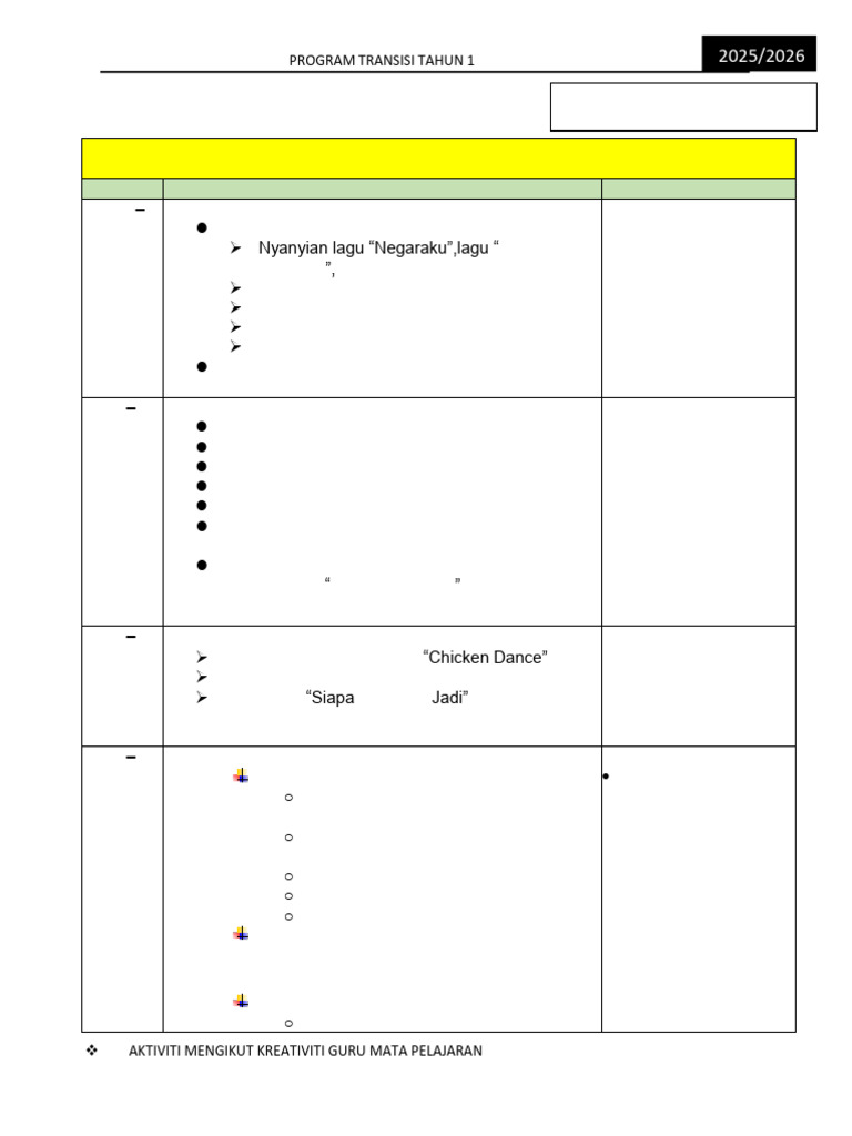 RPH MINGGU 1 (TRANSISI) | PDF