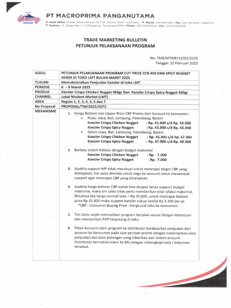 TMB Cut Price CCN & Spicy LMT 6 - 9 Maret 2025 (TMB-MTMP-13-02-2025) | PDF