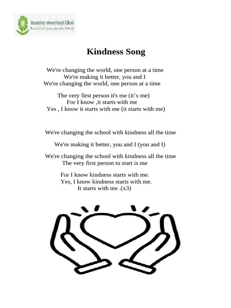 Kindness Begins with Me: Song Lyrics | PDF