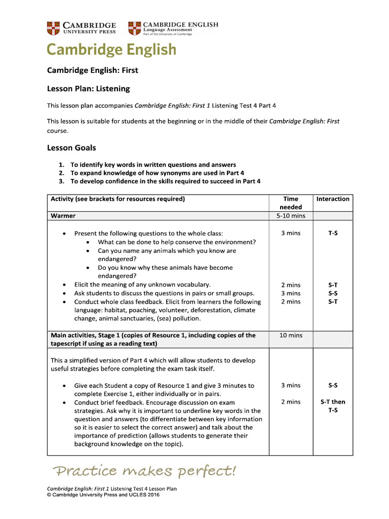 Lesson Plan Listening | PDF