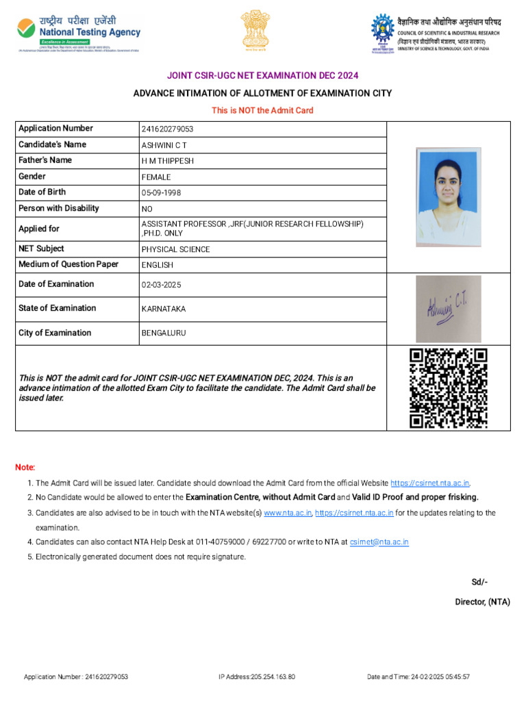 JOINT CSIR-UGC NET DECEMBER-2024 | PDF