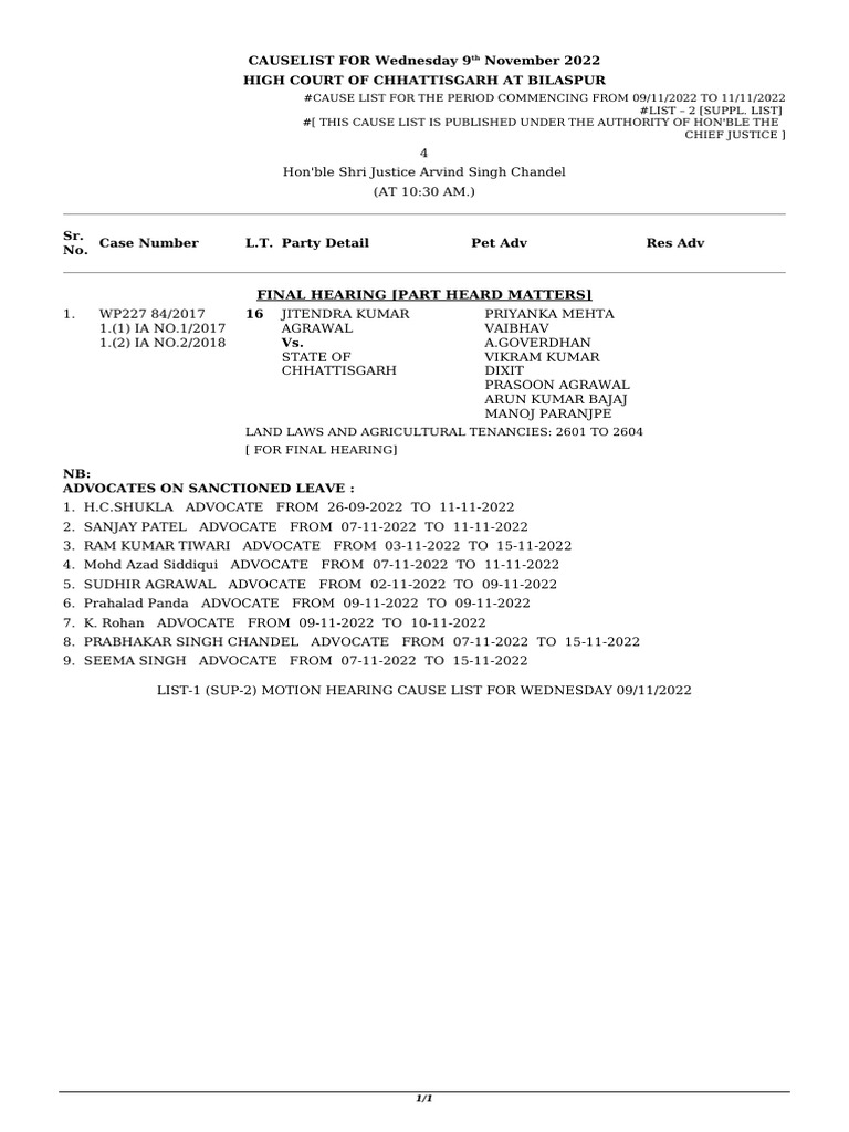 Display Causelist (3) | PDF