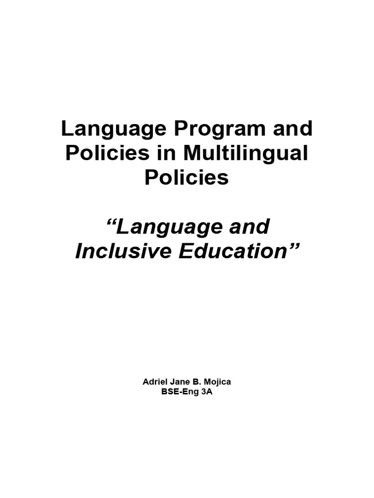 Language Adaptation for Inclusive Education | PDF | Inclusion ...