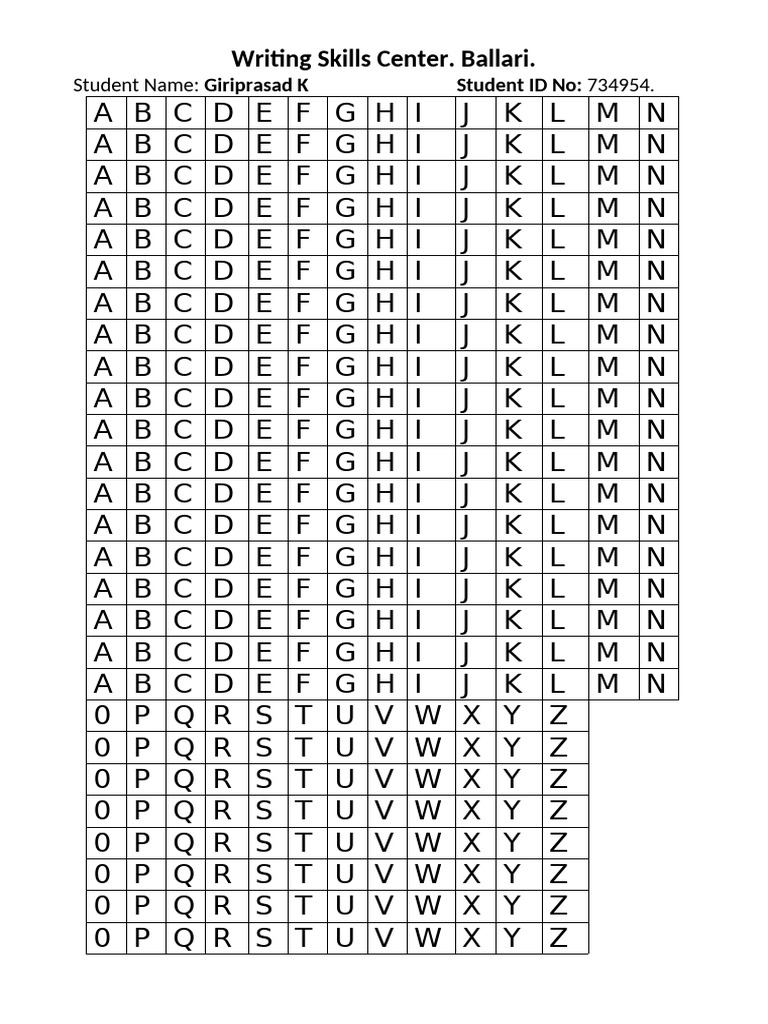 Writing Skills Center. Ballari.: Student Name: 734954 | PDF