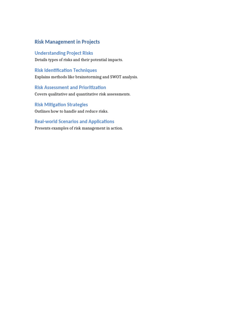 Risk Management in Projects | PDF