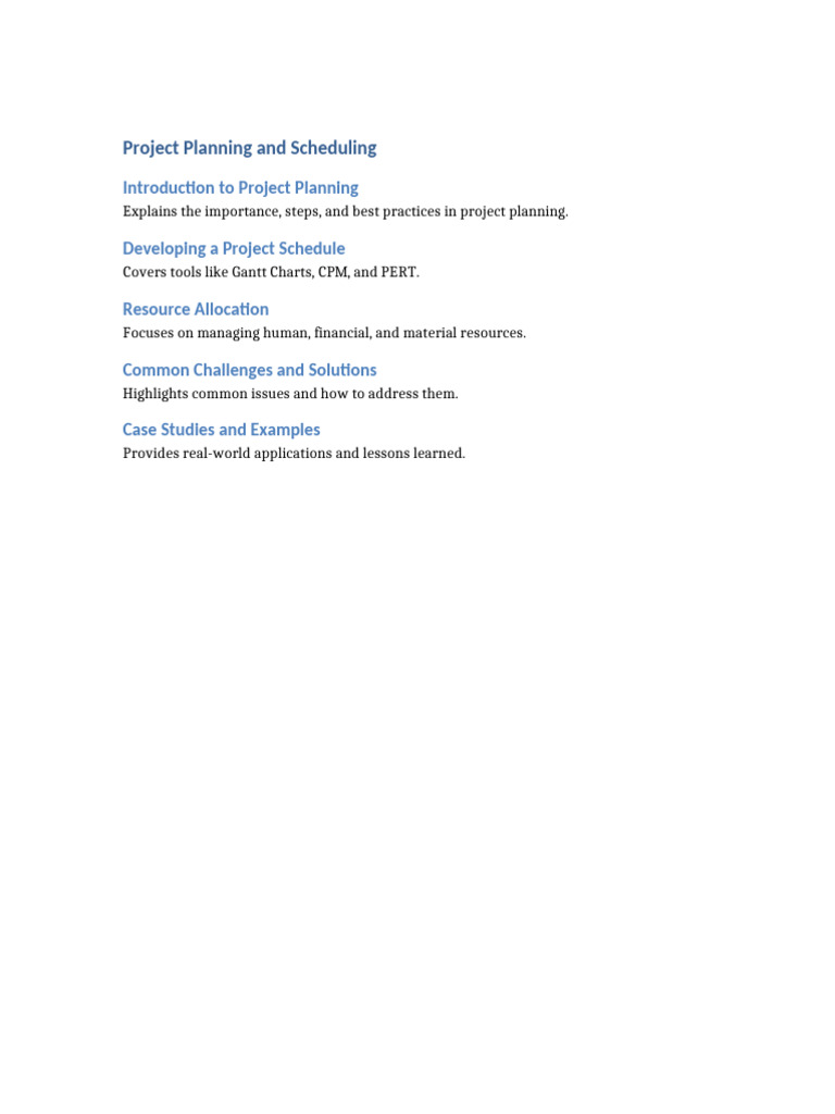 Project Planning & Scheduling Guide | PDF