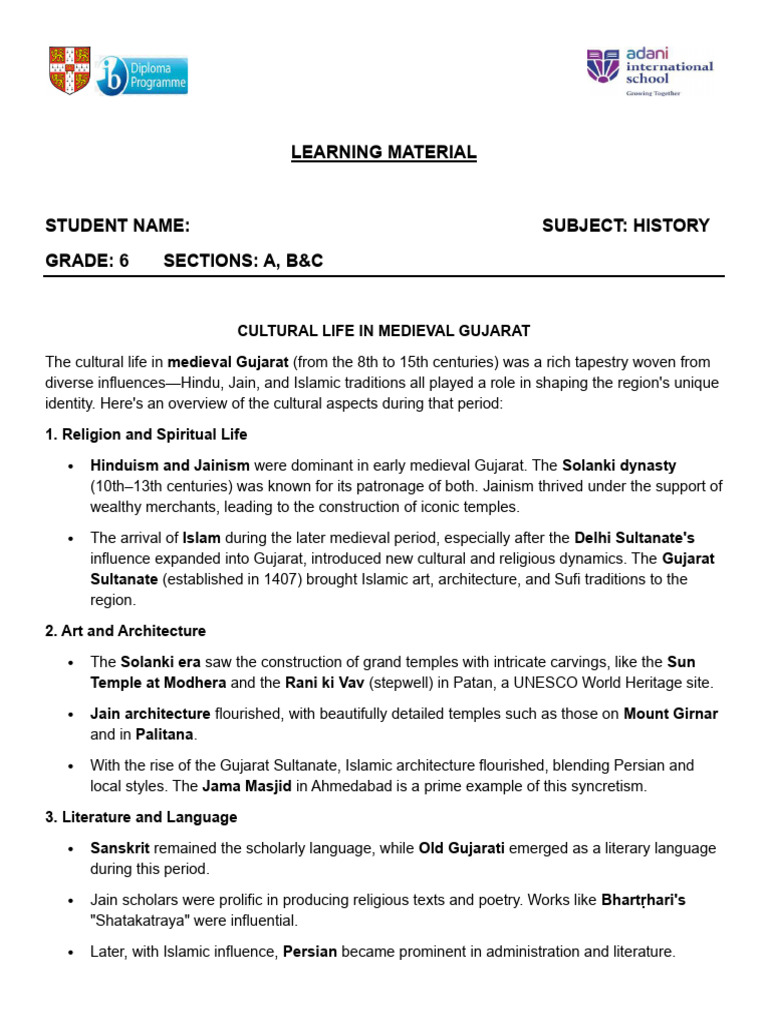 Cultural Life in Medieval Gujarat | PDF | Gujarat