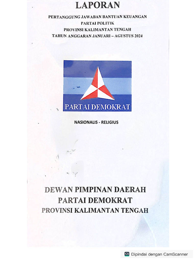 Laporan Pertanggungjawaban Banpol Tahun Januari - Agustus 2024 Demokrat | PDF