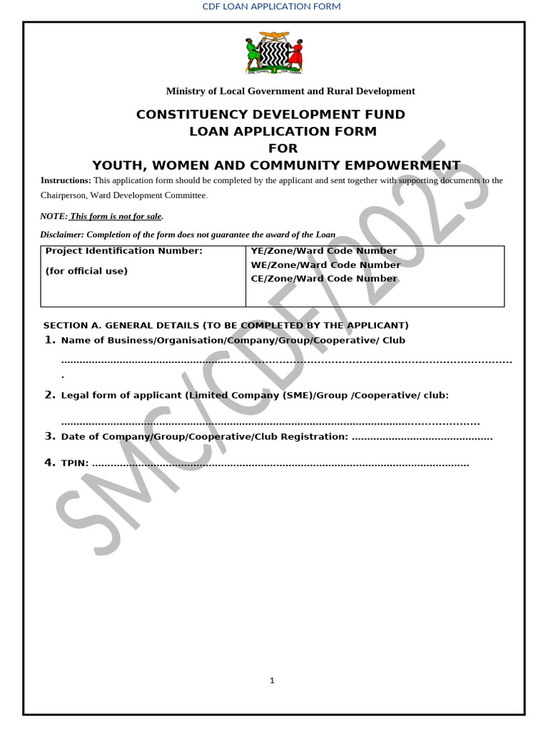 CDF Loan Application Form 2025 | PDF | Economies