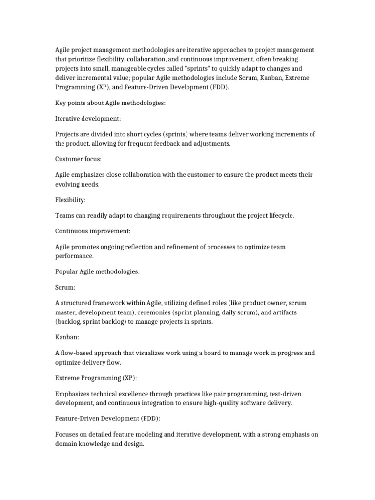 Agile Project Management Methodologies | PDF