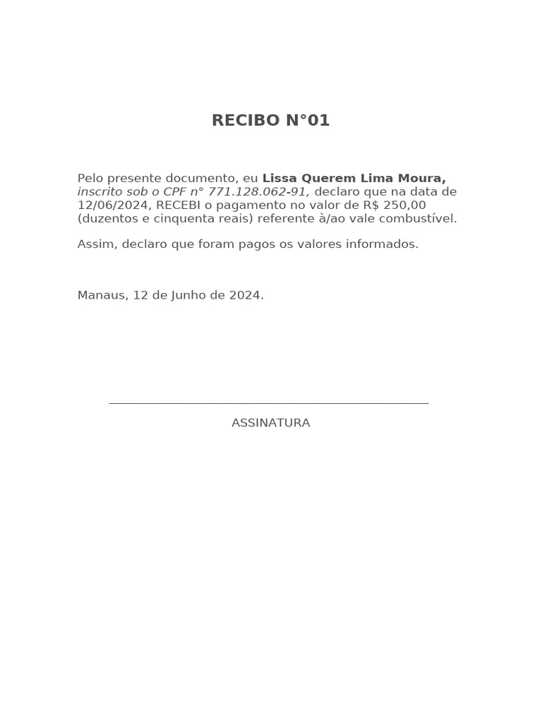 Recibo n01 | PDF