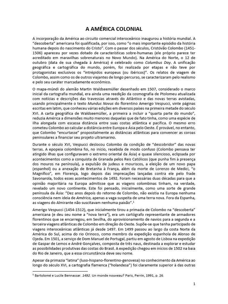 A América Colonial | PDF | Cristóvão Colombo | Era dos Descobrimentos