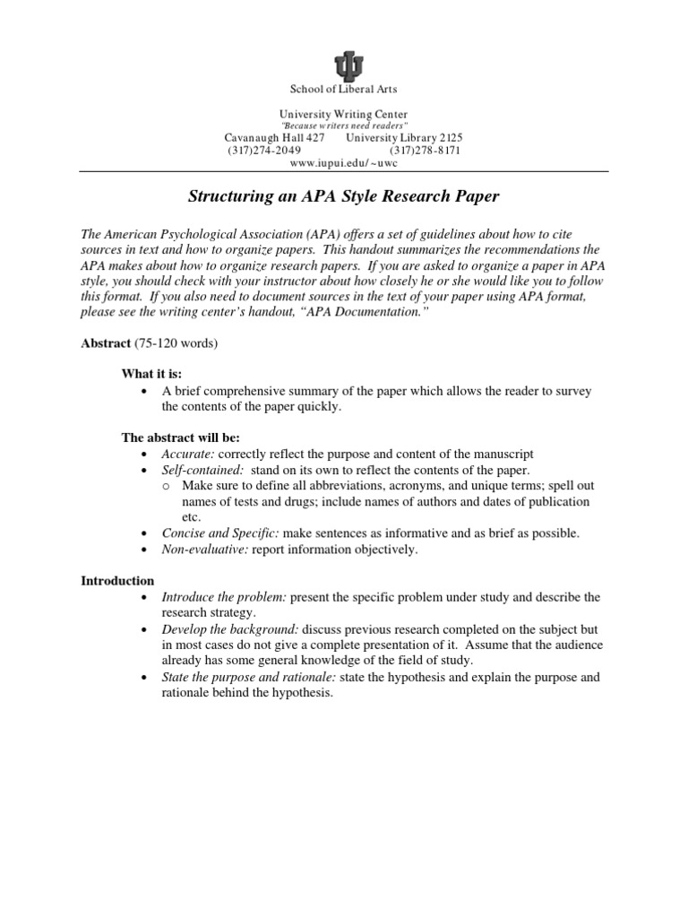 Structuring An APA Style Research Paper | Download Free PDF | American ...