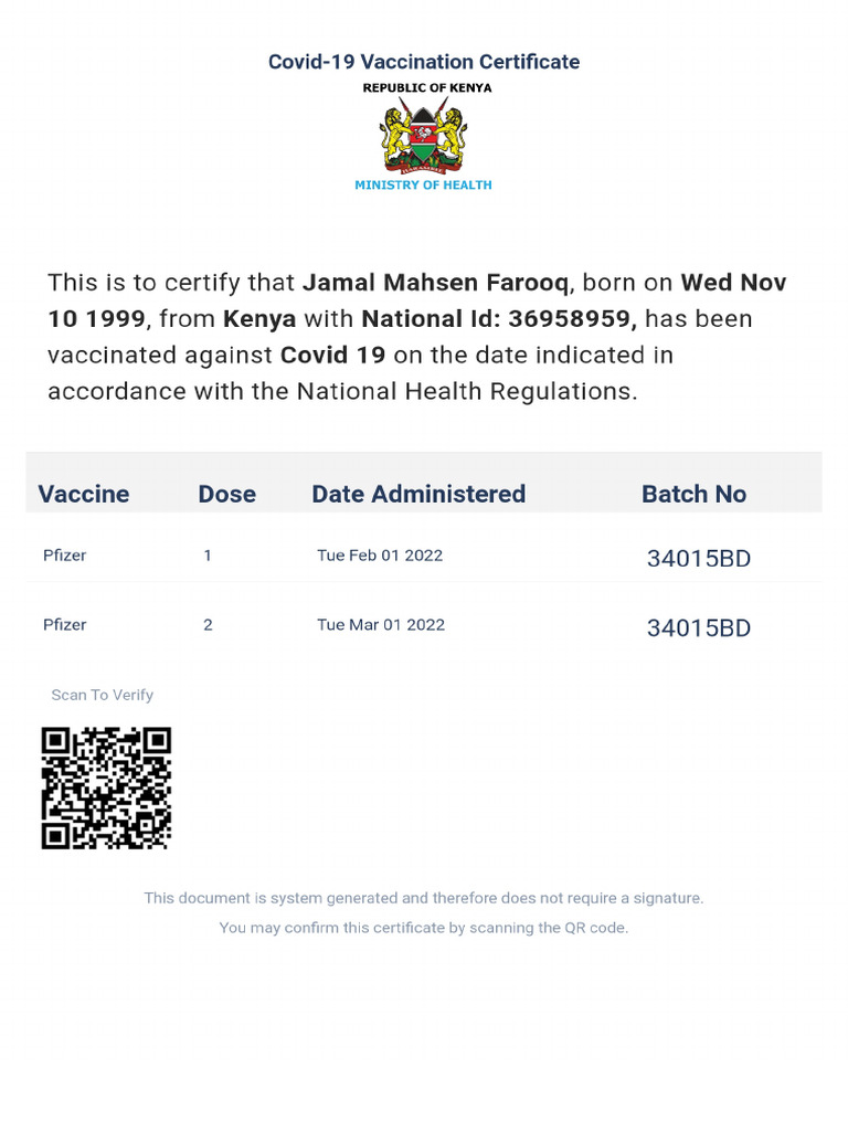 Vaccination Certificate | PDF