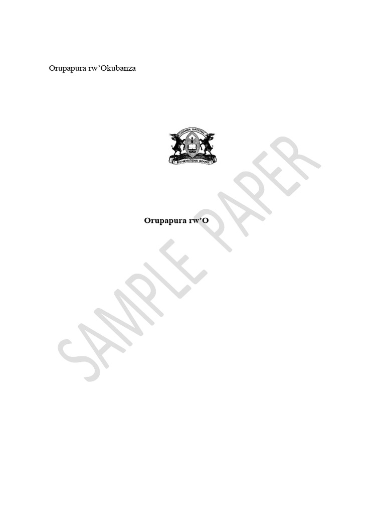 3851 RUNYORO-RUTOORO UNEB Sample Paper New Curriculum 2024 Plus Scoring ...