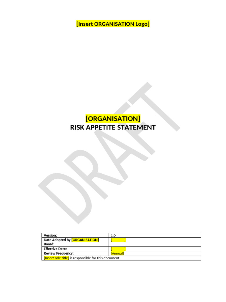Template Risk Appetite Statement | PDF | Risk | Business