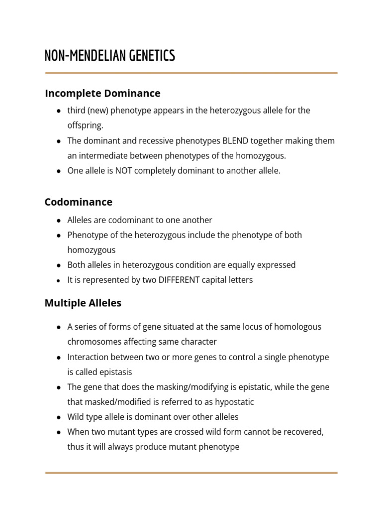 Non-Mendelian Genetics | PDF | Dominance (Genetics) | Allele