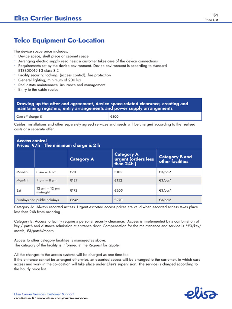 Telco Equipment Co Location Price List 01012024! | PDF