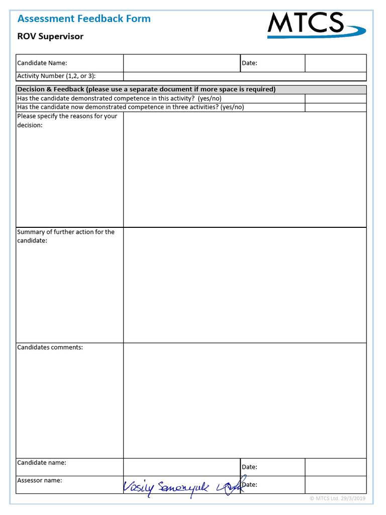 MTCS_ROVSupervisor_FeedbackForm- | PDF
