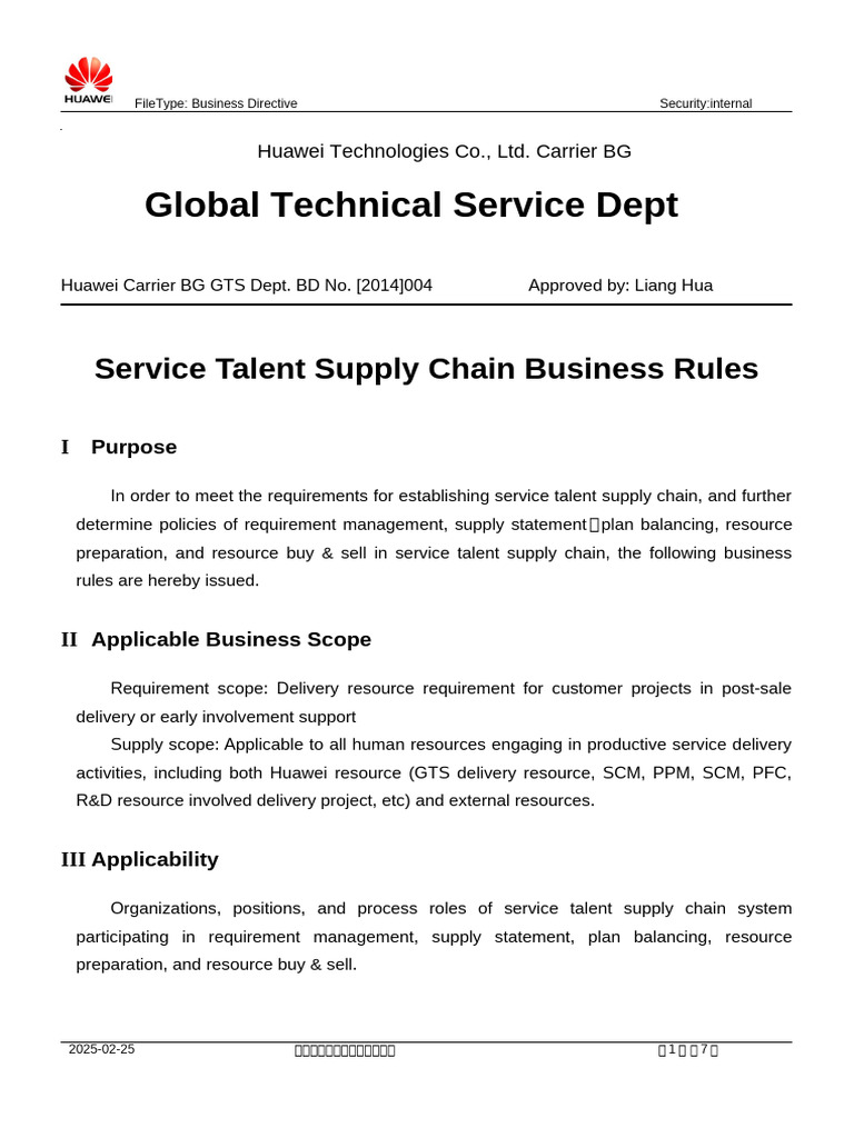 2.3.2.2 Service Talent Supply Chain Business Rules V1.0 | PDF | Budget ...