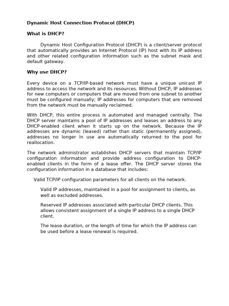 16 Dynamic Host Connection Protocol | PDF