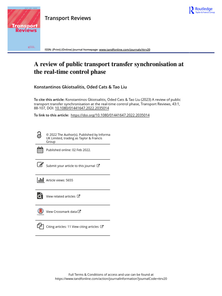 Public Transport Transfer Synchronisation Review | PDF | Mathematical ...
