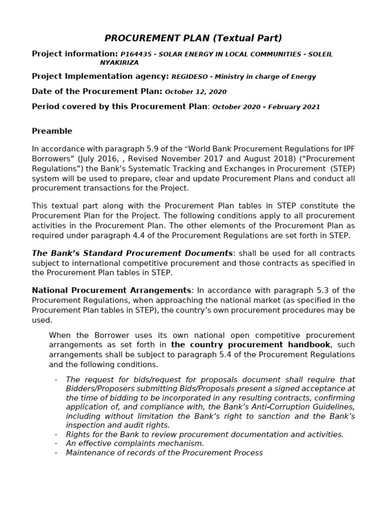 Solar Energy Procurement Plan 2020 | PDF | Procurement | Business