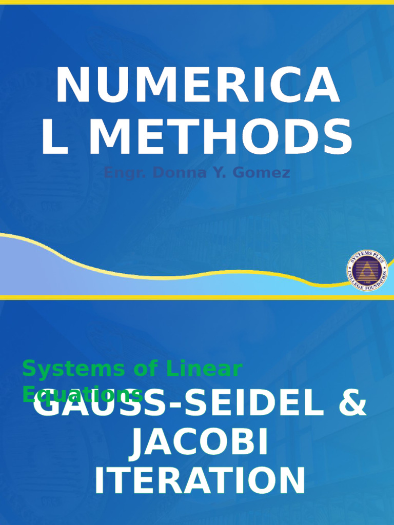 ENUMME 08 Gauss Seidel and Jacobi Iteration | PDF | Algebra | Mathematical Objects