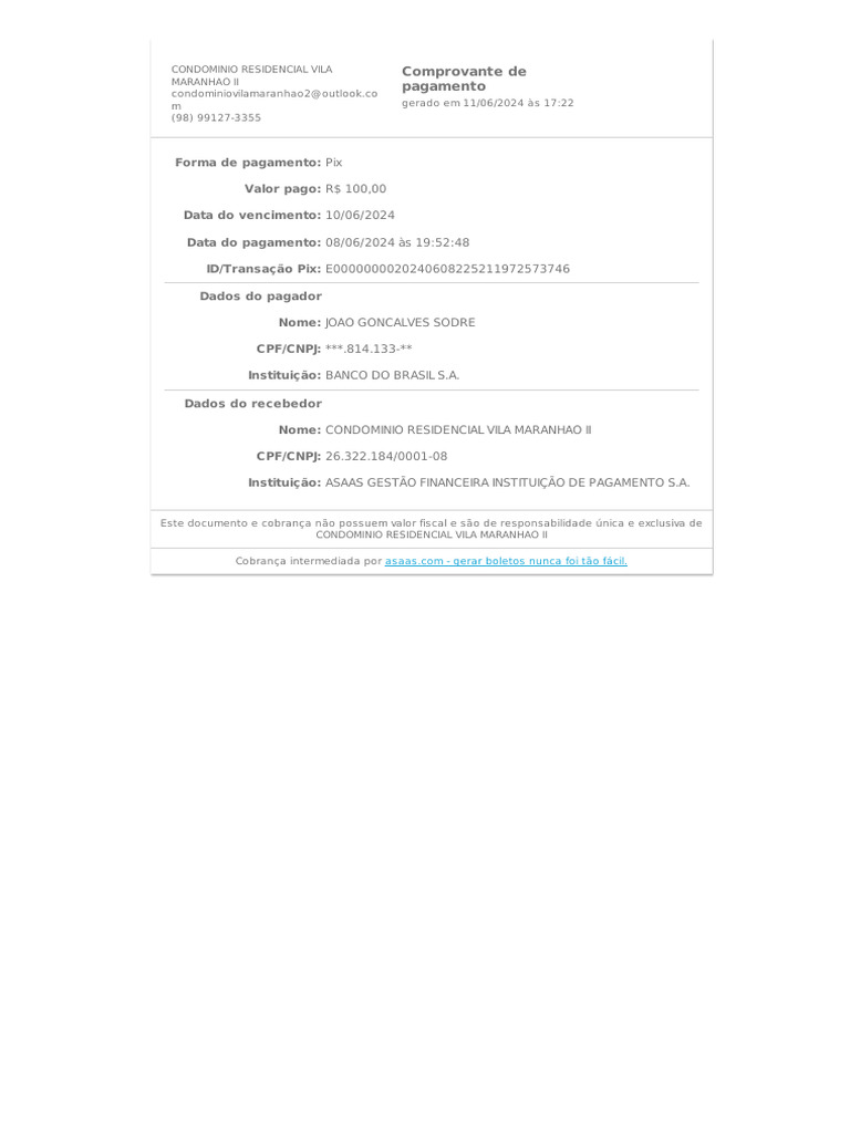 Comprovante de Pagamento Referente Ao Mês de Junho. | PDF