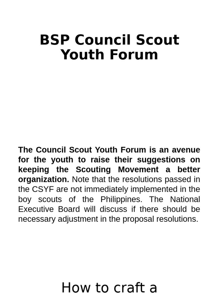 BSP Council Scout Youth Forum | PDF