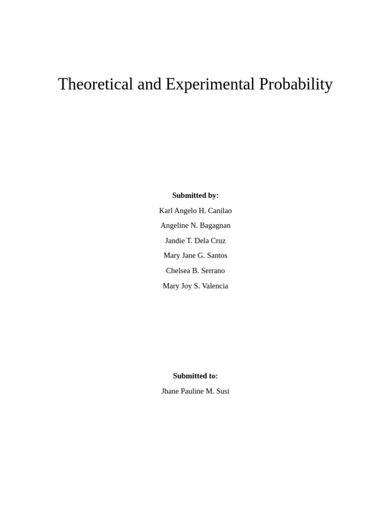 Theoretical vs. Experimental Probability Analysis | PDF | Probability ...