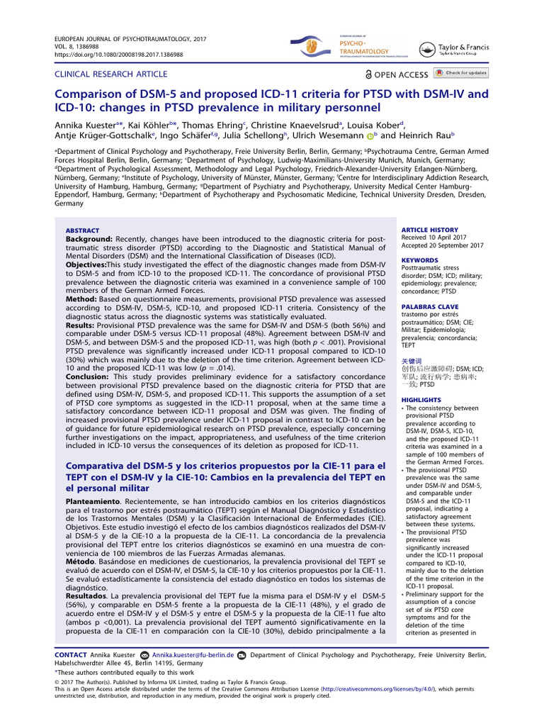 Comparison of DSM 5 and Proposed ICD 11 | PDF | Diagnostic And Statistical Manual Of Mental ...