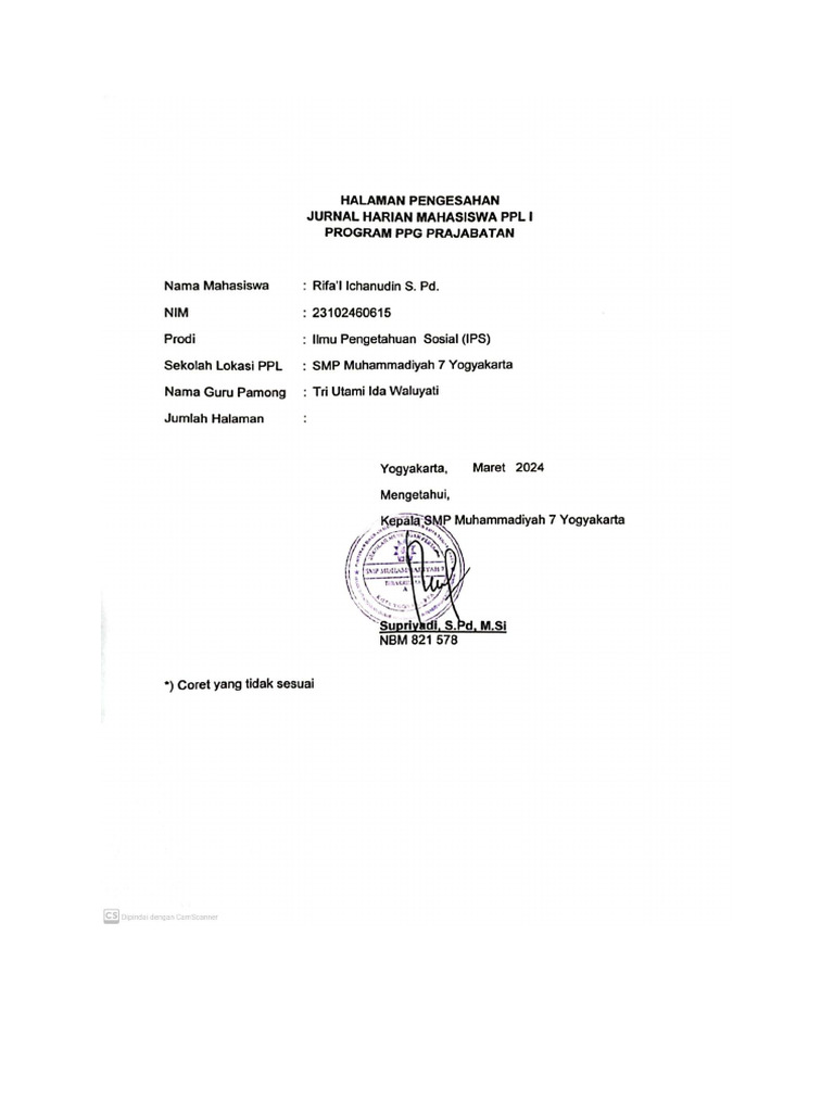 JURNAL HARIAN PESERTA PPG SELAMA PPL | PDF